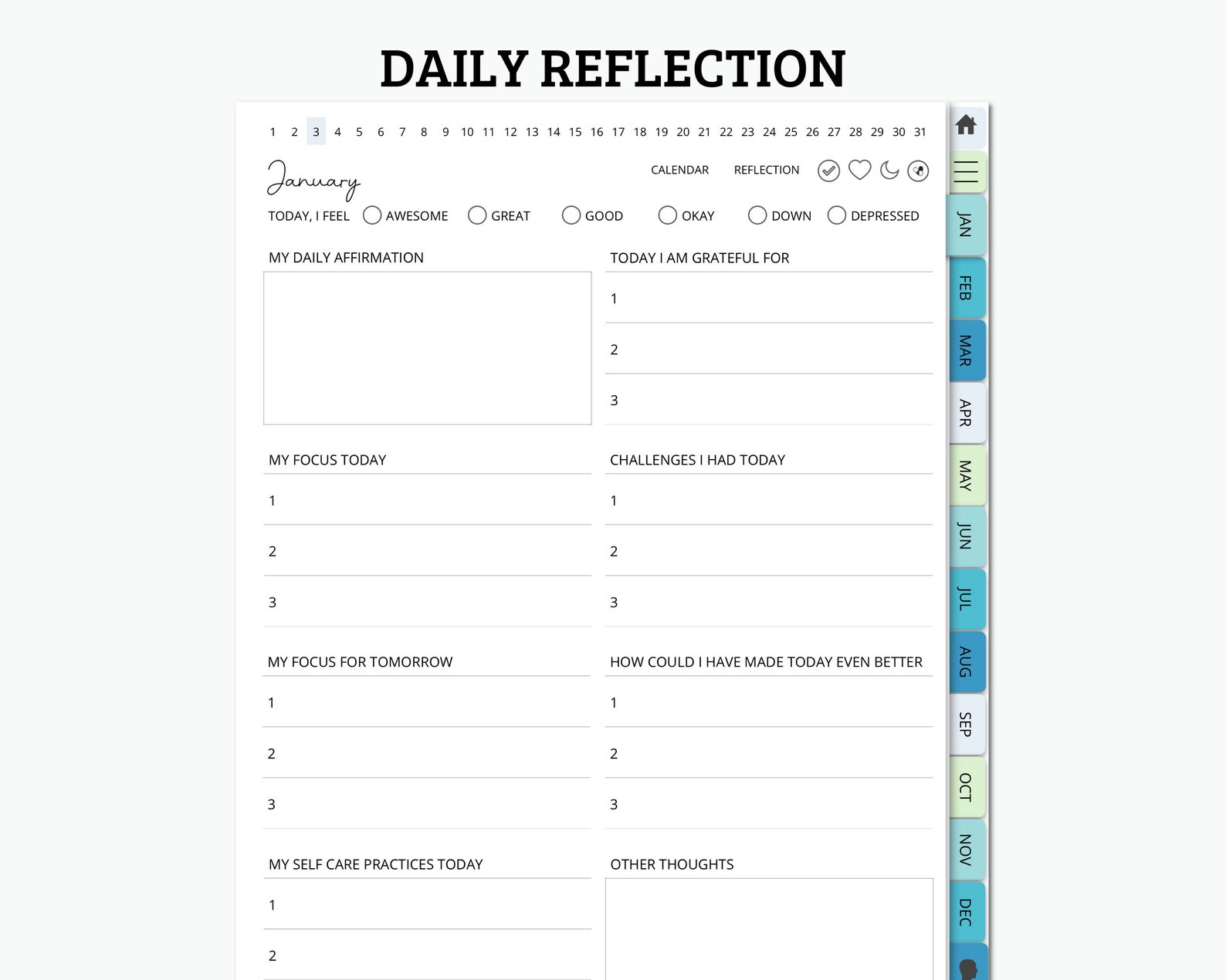 Digital Self Care Journal Mental Health Planner Wellness - Etsy