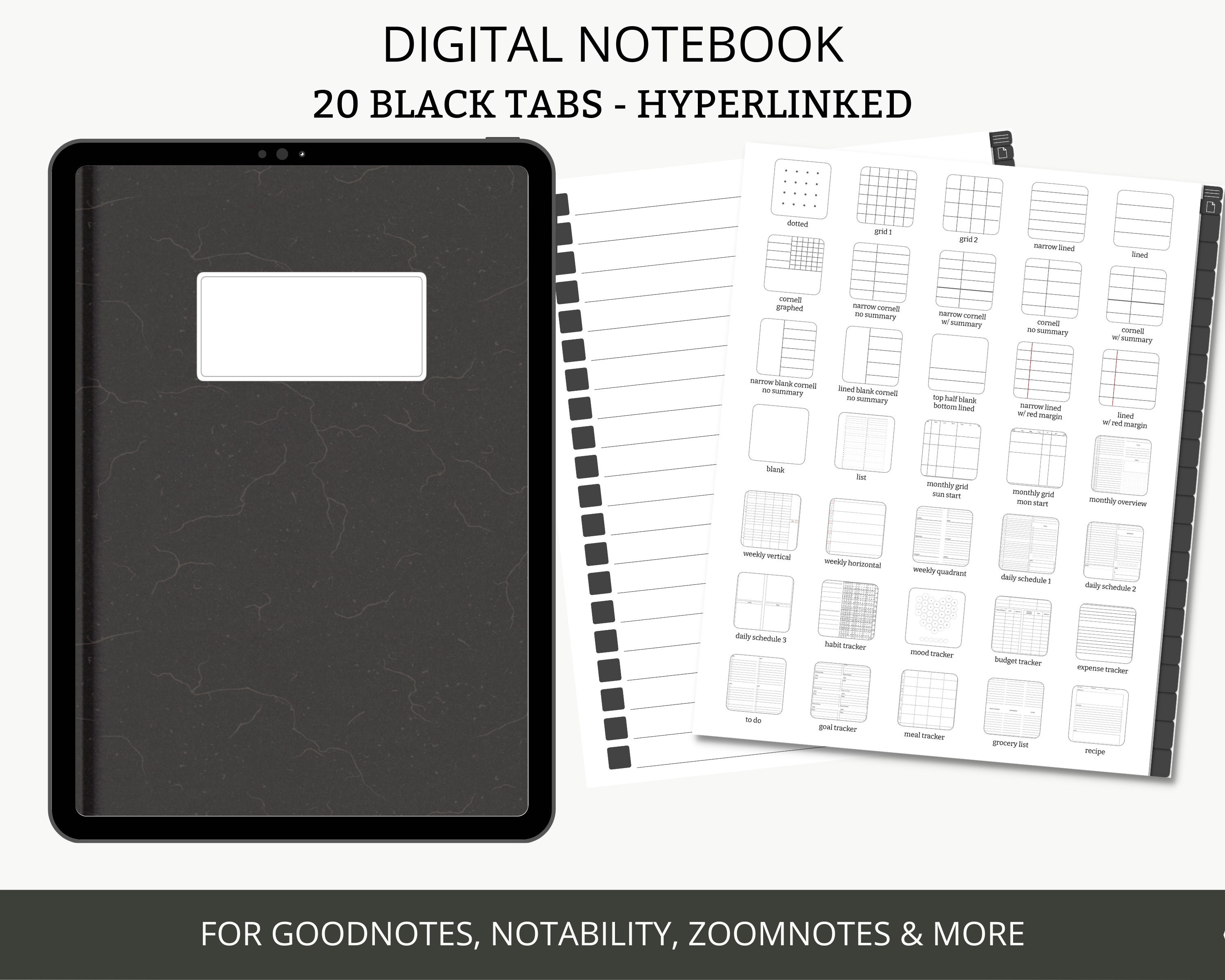 Digital Notebook With Tabs 20 Hyperlinked Android Notebook - Etsy