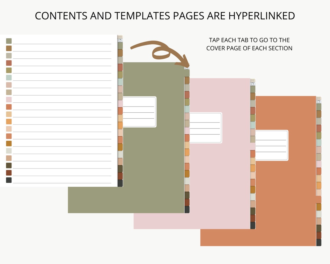 Digital Notebook With Tabs Digital Notebook Goodnotes - Etsy