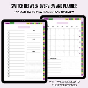 One Month Digital Planner Undated, Goodnotes Planner, Notability ...