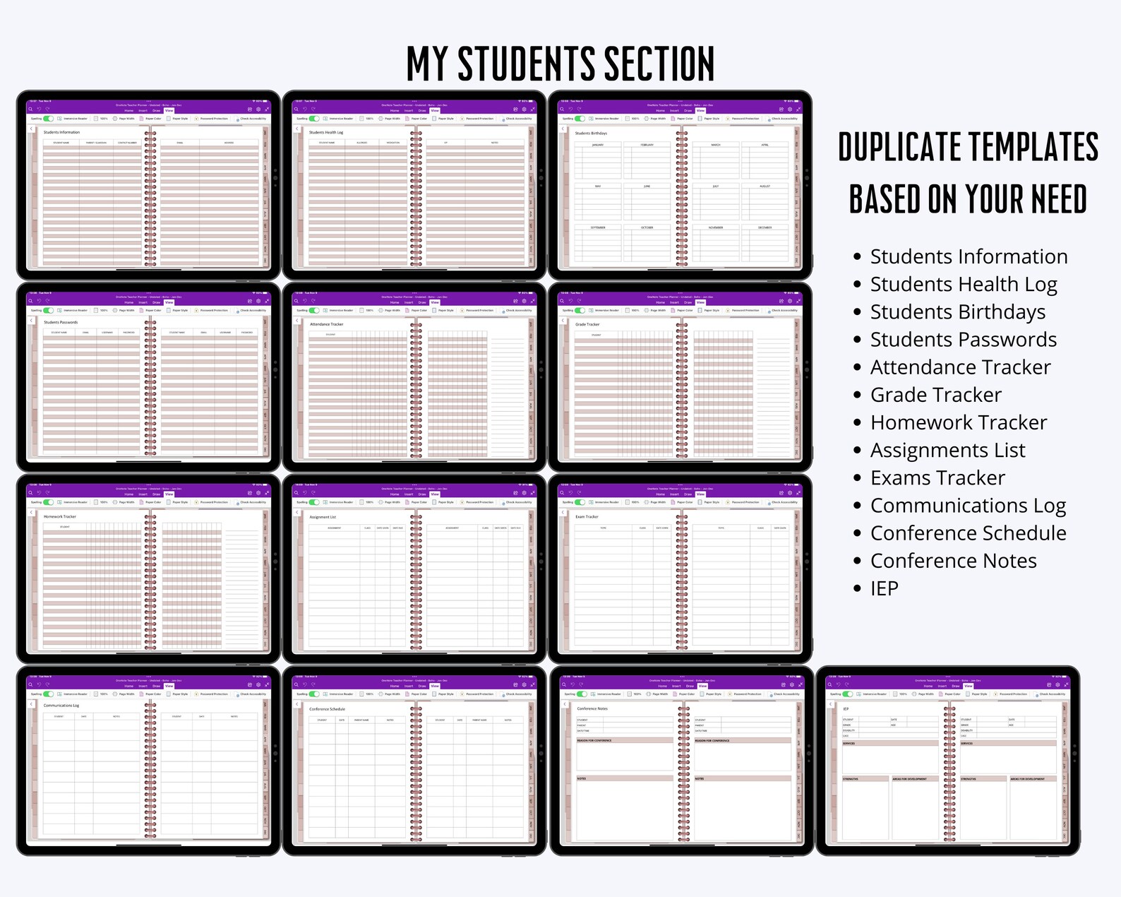 Onenote Teacher Planner Weekly Lesson Planner Undated - Etsy