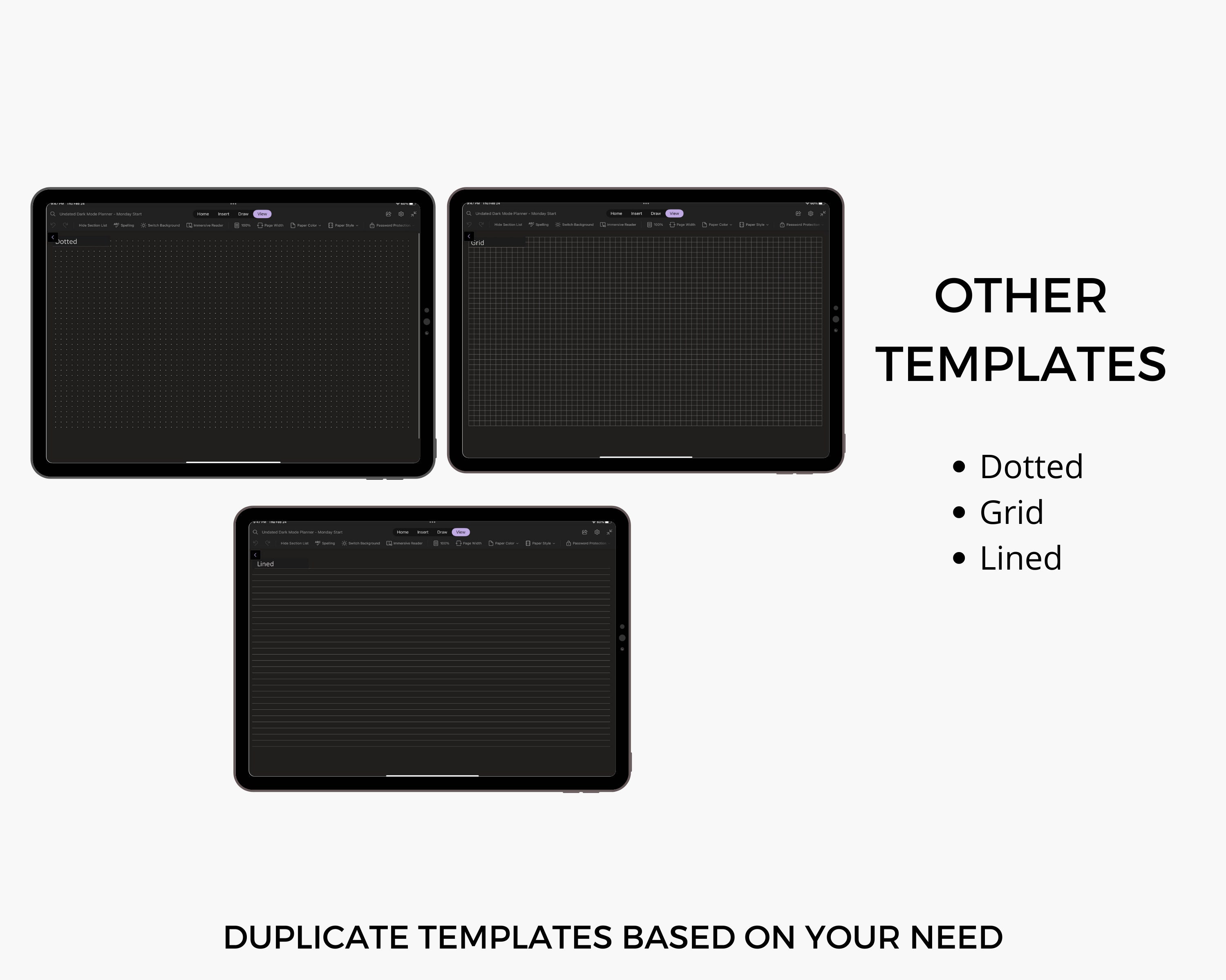 Undated Onenote Planner Onenote Digital Planner Dark Mode | Etsy