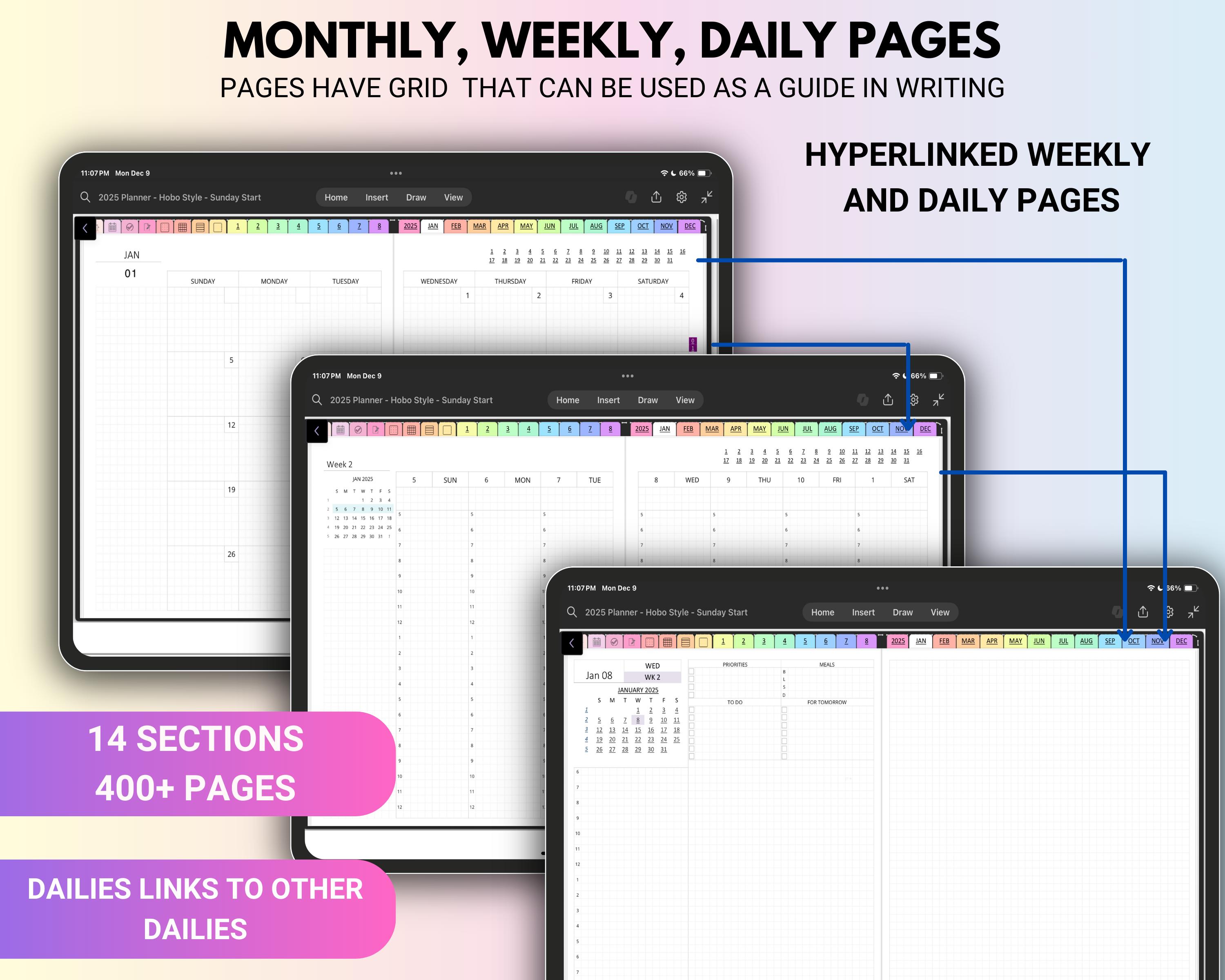 2025 Onenote Weekly Planner, Dated Digital Organizer With Hyperlinked ...