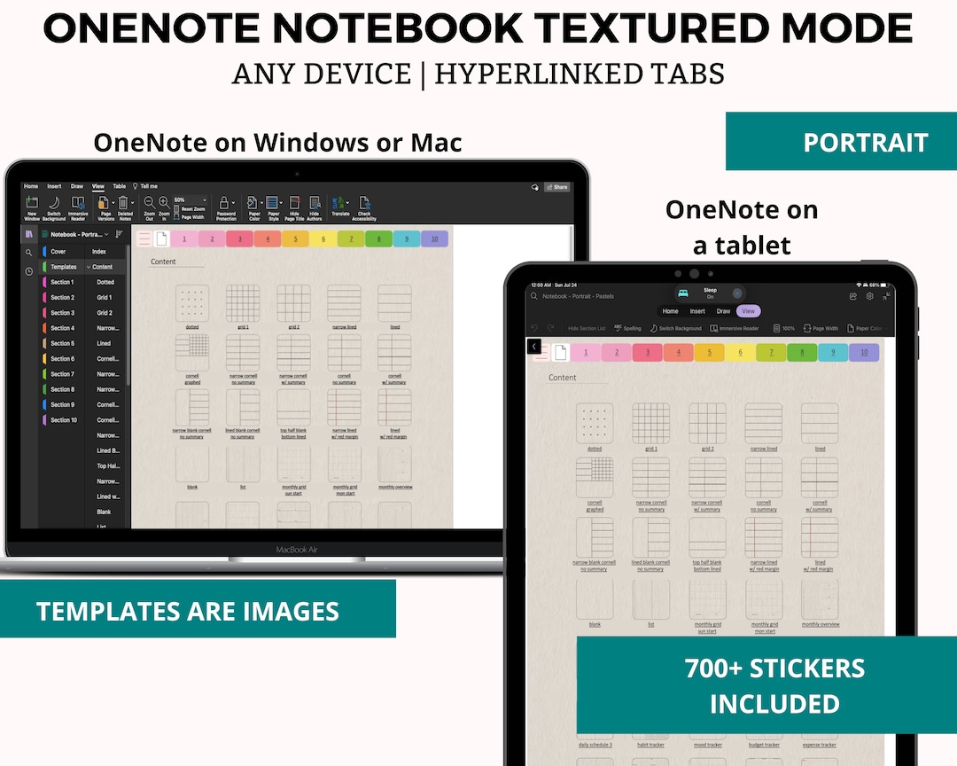 Onenote Notes Template, Onenote Digital Notebook, Onenote Textured ...