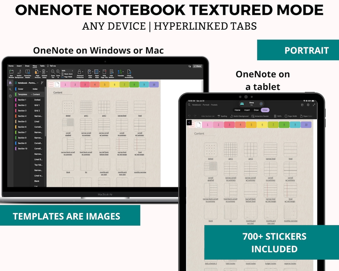 Onenote Notes Template Onenote Digital Notebook Onenote - Etsy UK