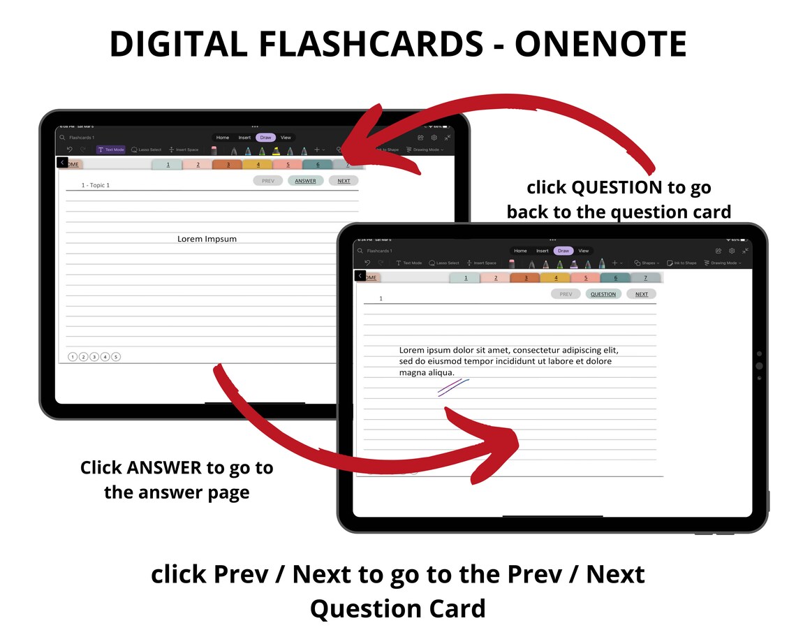 Onenote Flash Cards Template, Onenote Digital Flashcards, Onenote ...