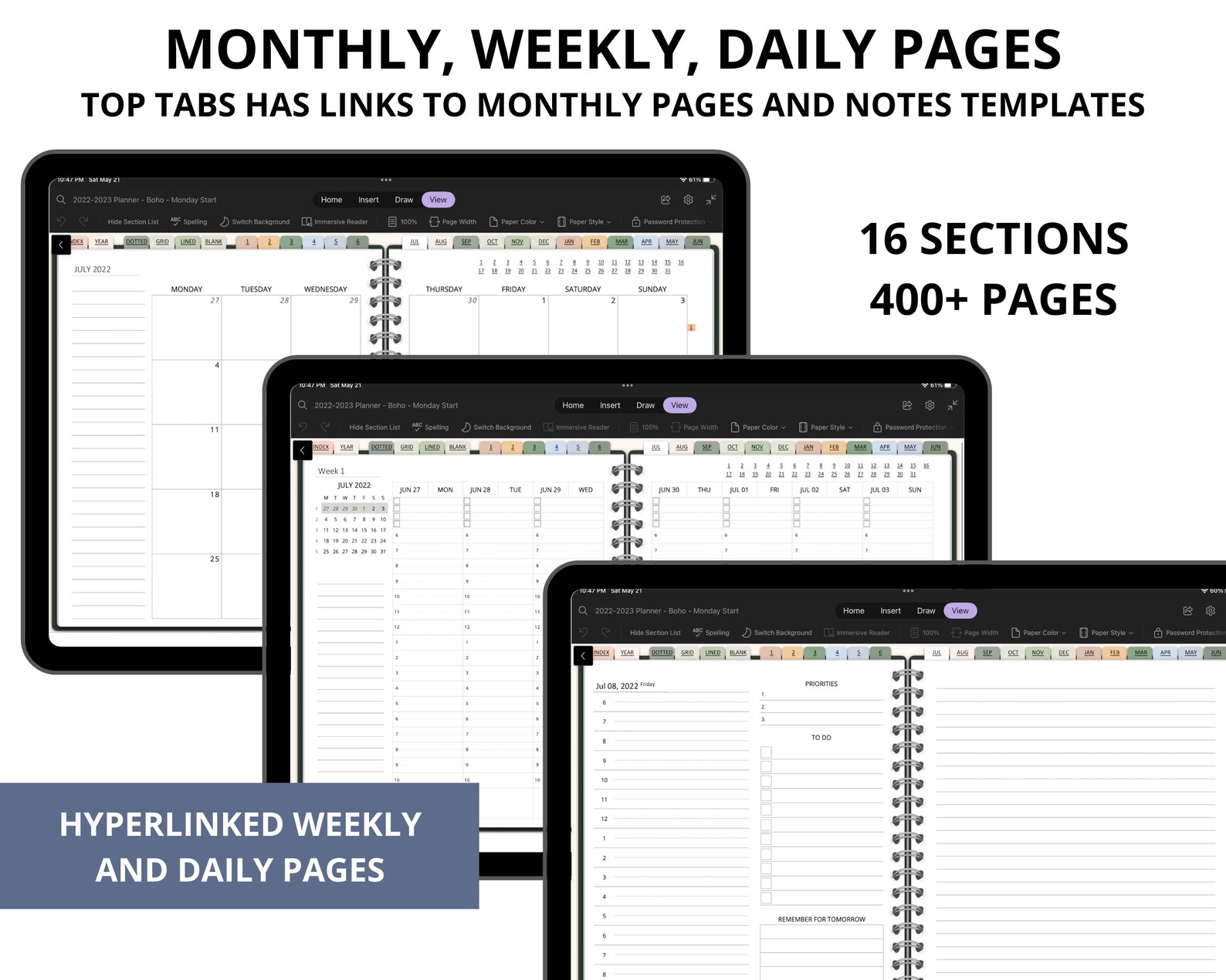 Onenote Planner July 2022 to June 2023 Onenote Midyear - Etsy
