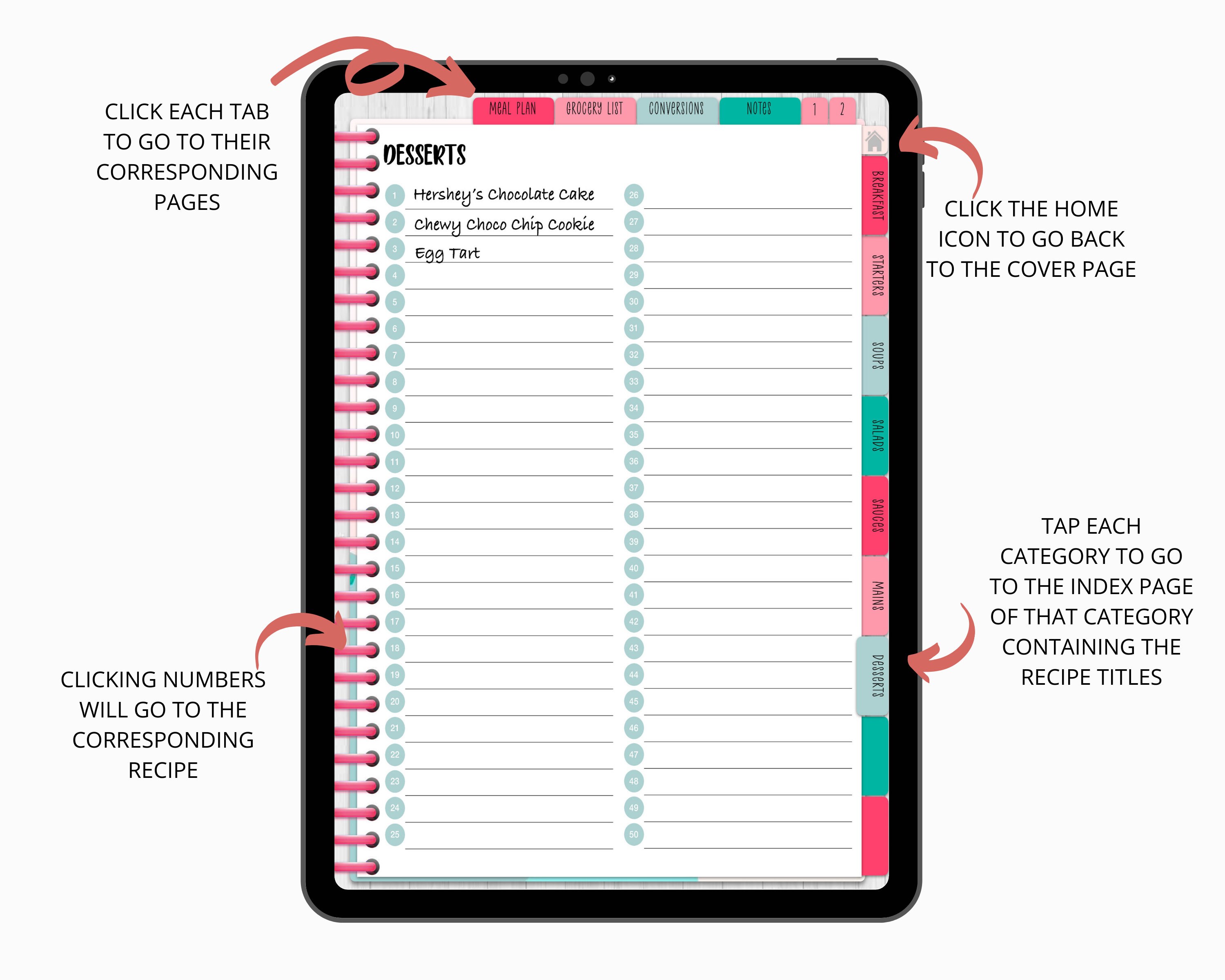 Digital Recipe Book Goodnotes, Digital Recipe Planner, Hyperlinked iPad ...
