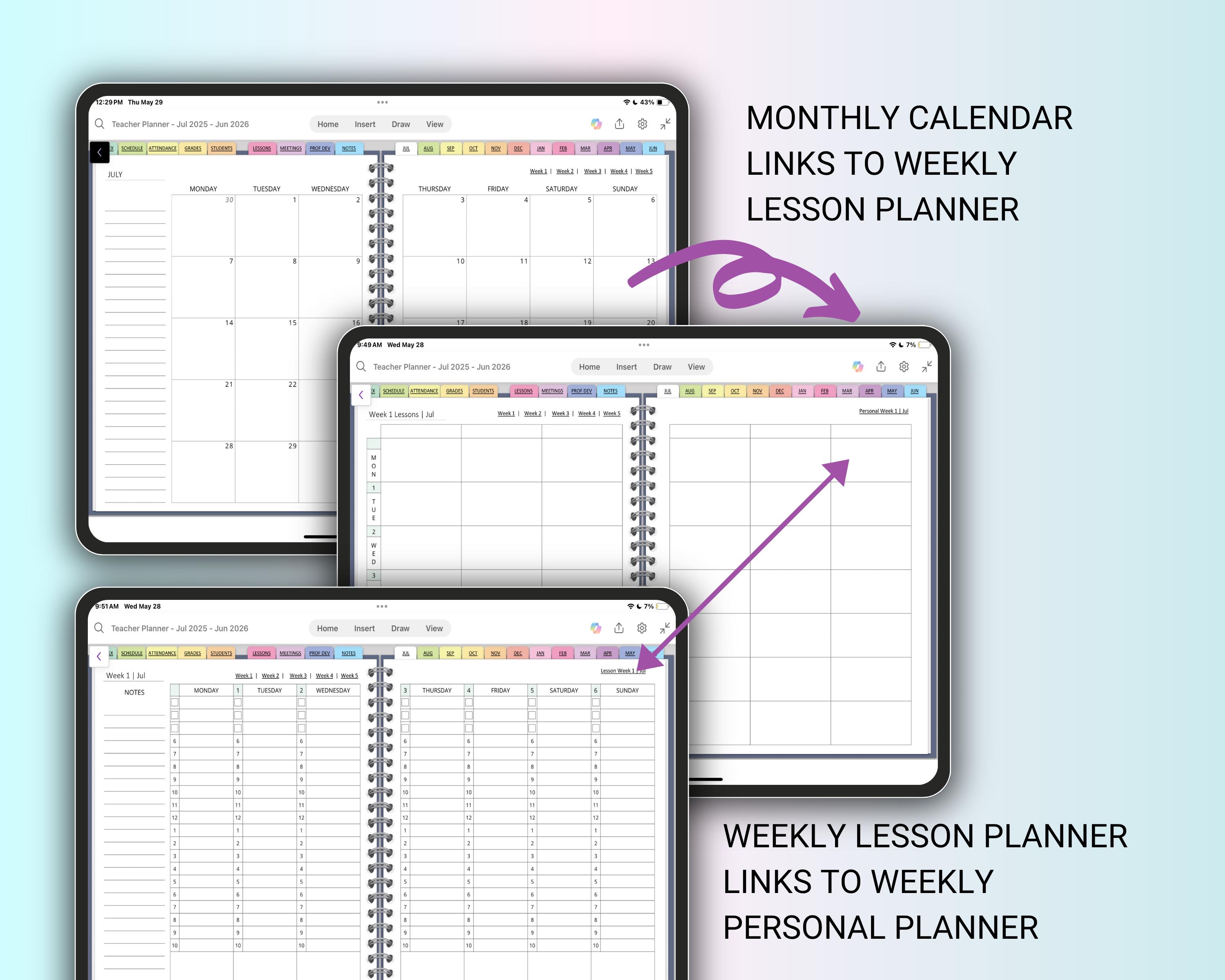 Onenote Teacher Planner Jul 2025 - Jun 2026, Weekly Lesson Planner ...