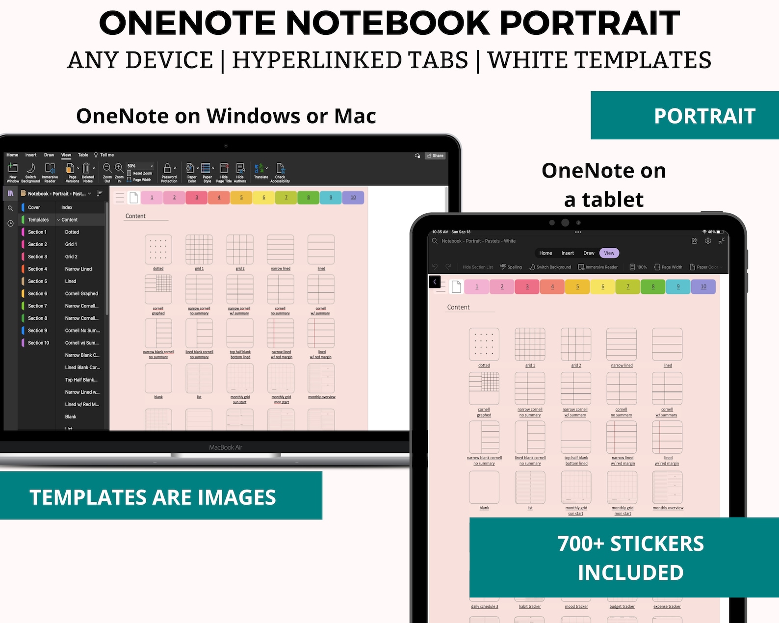 Onenote Notebook Portrait, Onenote Notes Template, Onenote Note Page ...