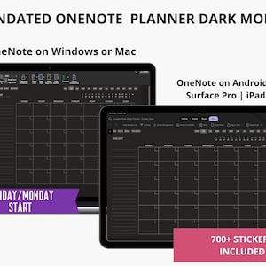 Undated Onenote Planner, Onenote Digital Planner, Dark Mode Onenote ...