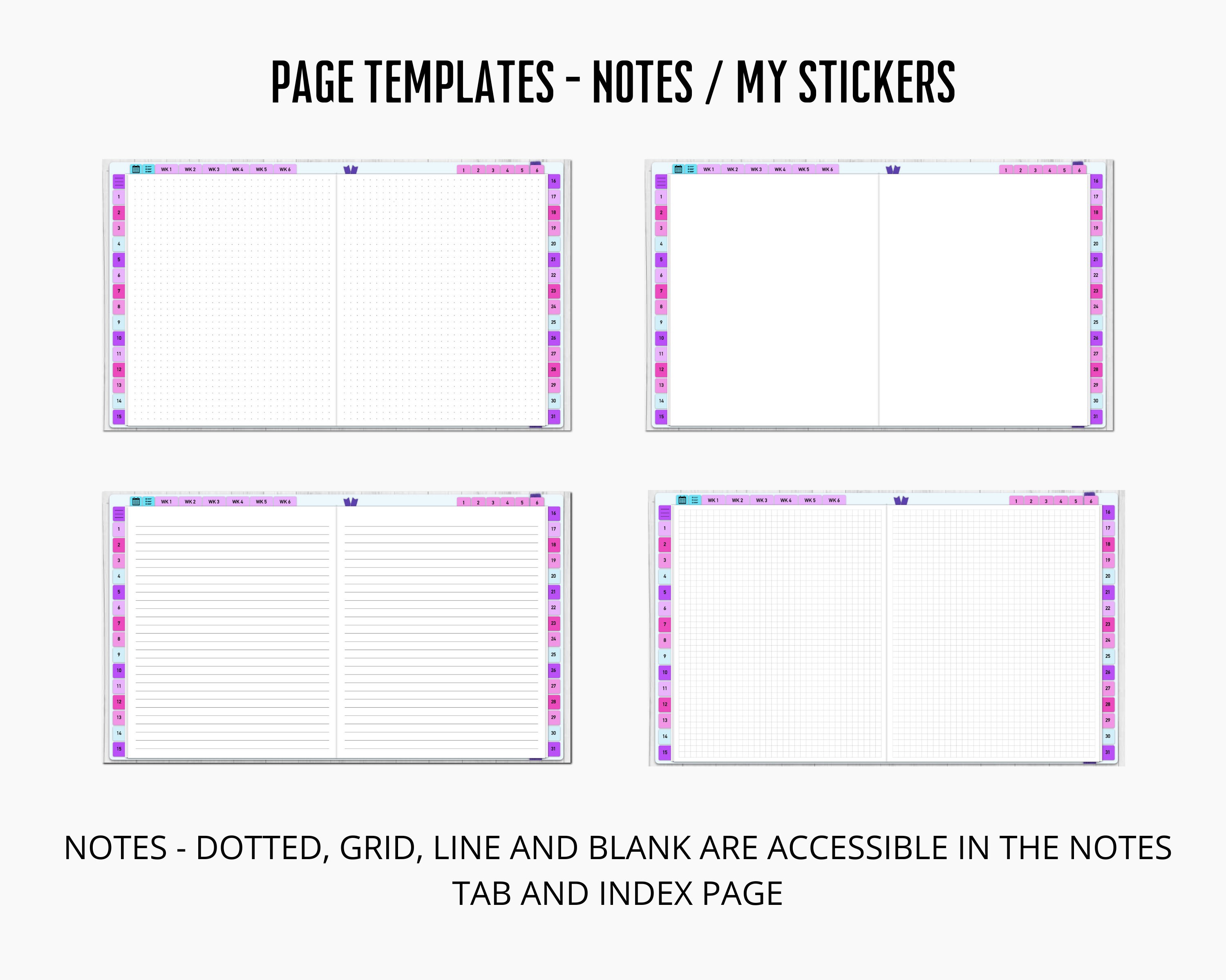 One Month Digital Planner Undated Horizontal Digital Planner - Etsy
