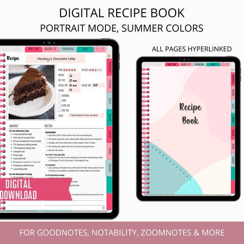 Digital Recipe Book Goodnotes Digital Recipe Planner - Etsy