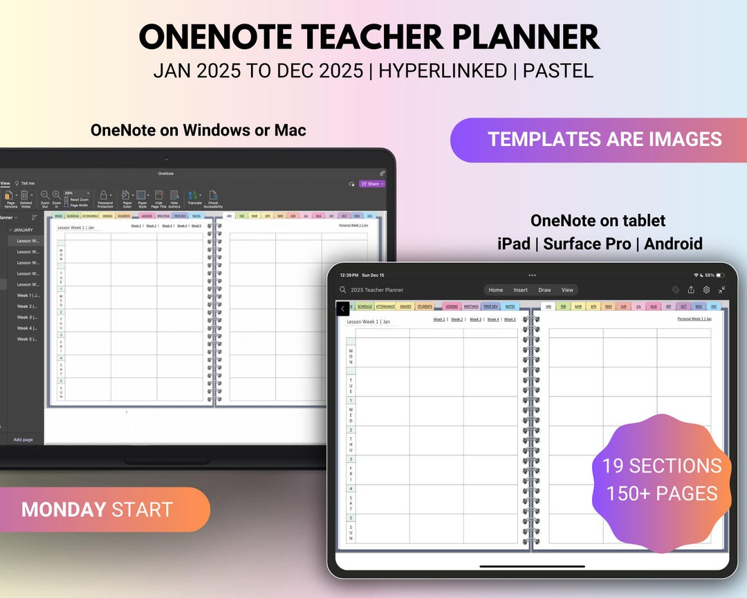 2025 Onenote Teacher Planner, Onenote School Planner January Start ...