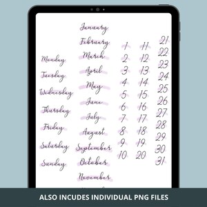 Digital Planner Stickers Goodnotes, Precropped Calendar PNG Stickers ...