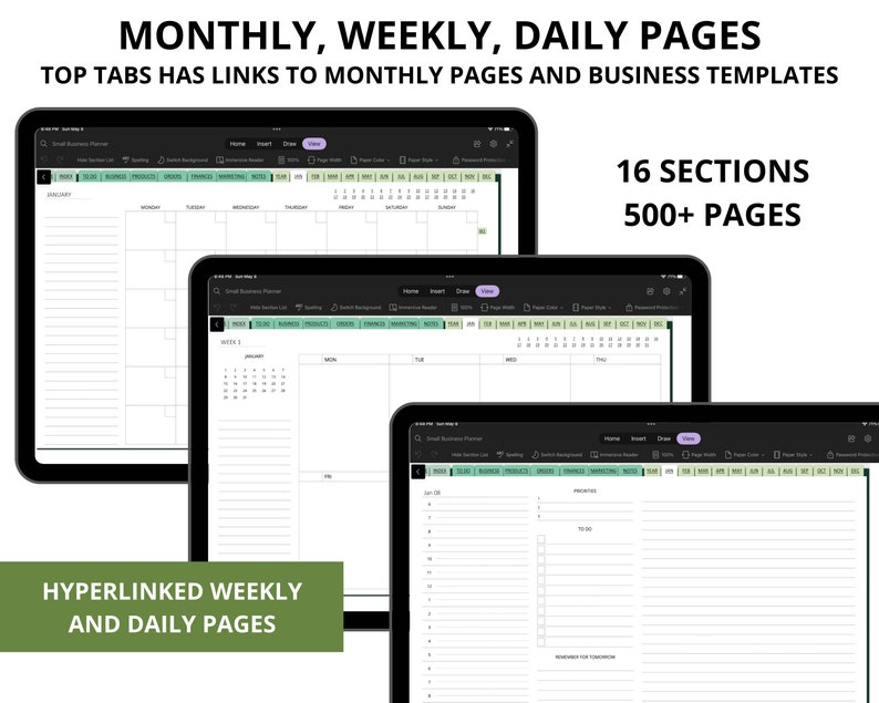 Onenote Business Planner Onenote Business Template Undated | Etsy