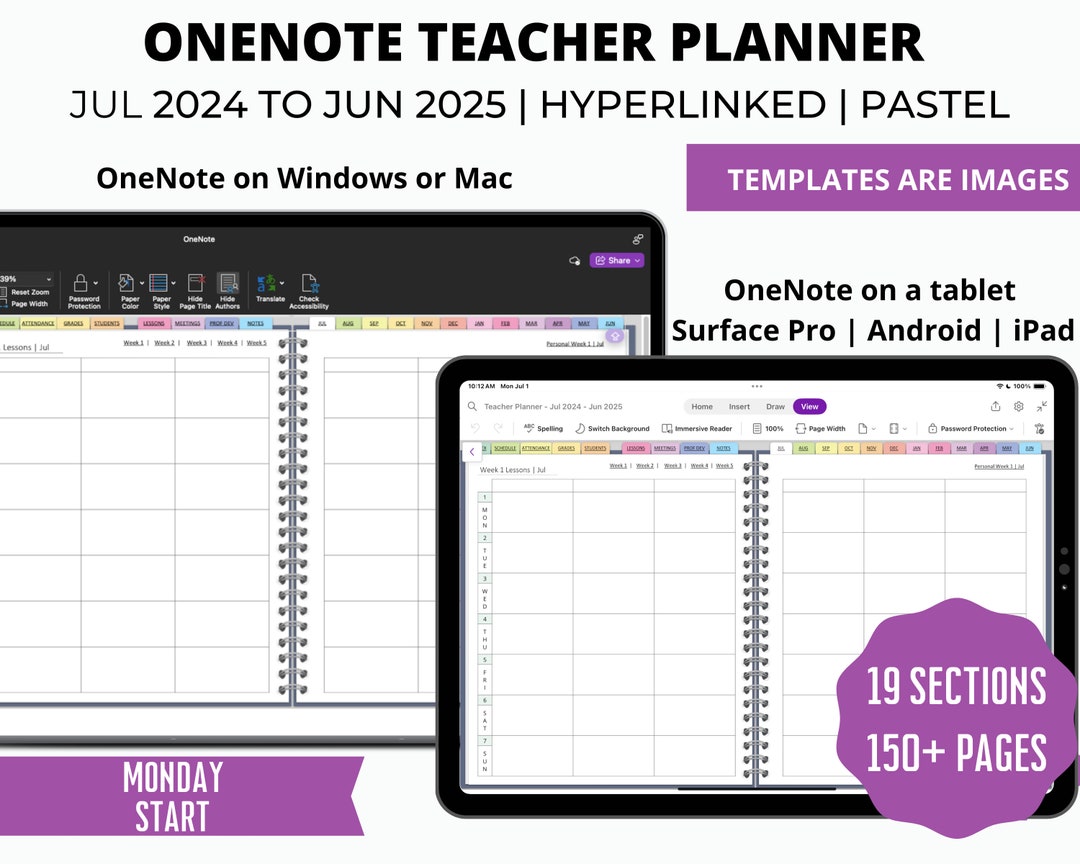 Onenote Teacher Planner Jul 2024 - Jun 2025, Weekly Lesson Planner ...