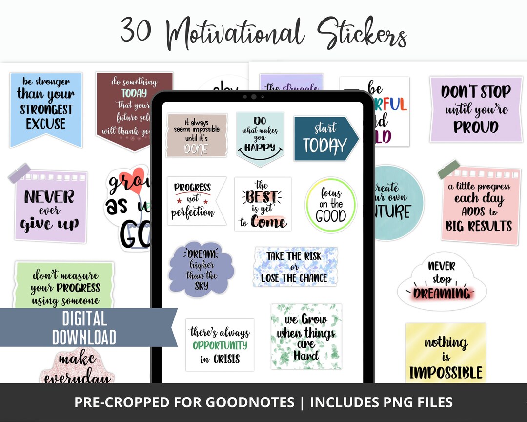 Motivational Digital Stickers, Motivational Stickers for Goodnotes ...