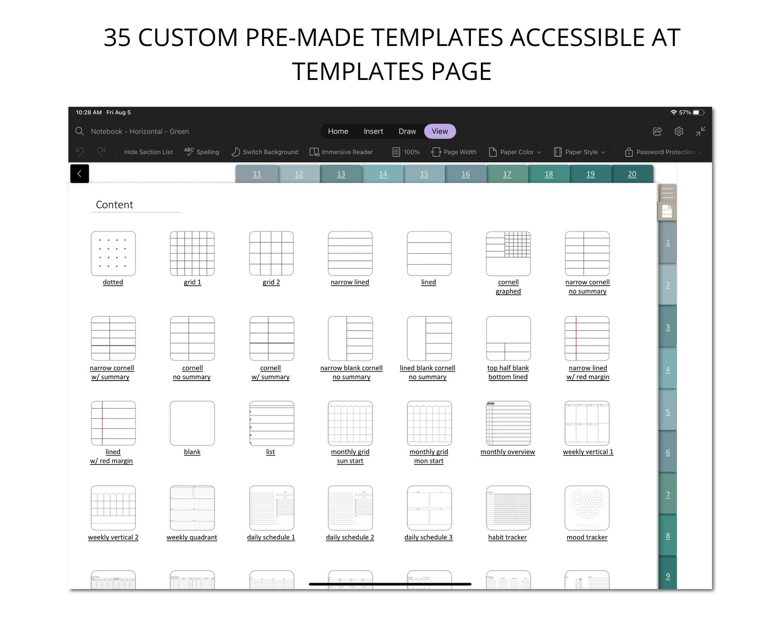 Onenote Notebook Digital, Onenote Notes Template Android, Onenote iPad ...