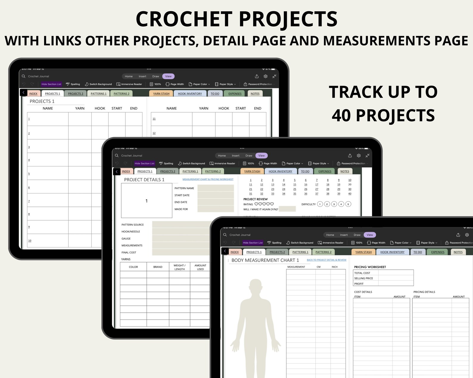 Onenote Crochet Journal for Surface Pro, Onenote Crochet Project ...