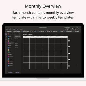 Onenote Digital Planner, Dark Mode Onenote Planner Undated, Monthly ...