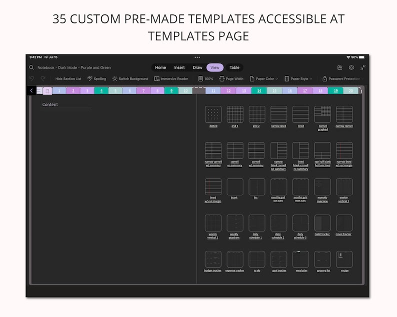 Onenote Notebook Dark Mode Onenote Notes Template Onenote - Etsy