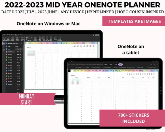 Onenote Planner 2022 2023 Digital Mid Year Planner Onenote - Etsy
