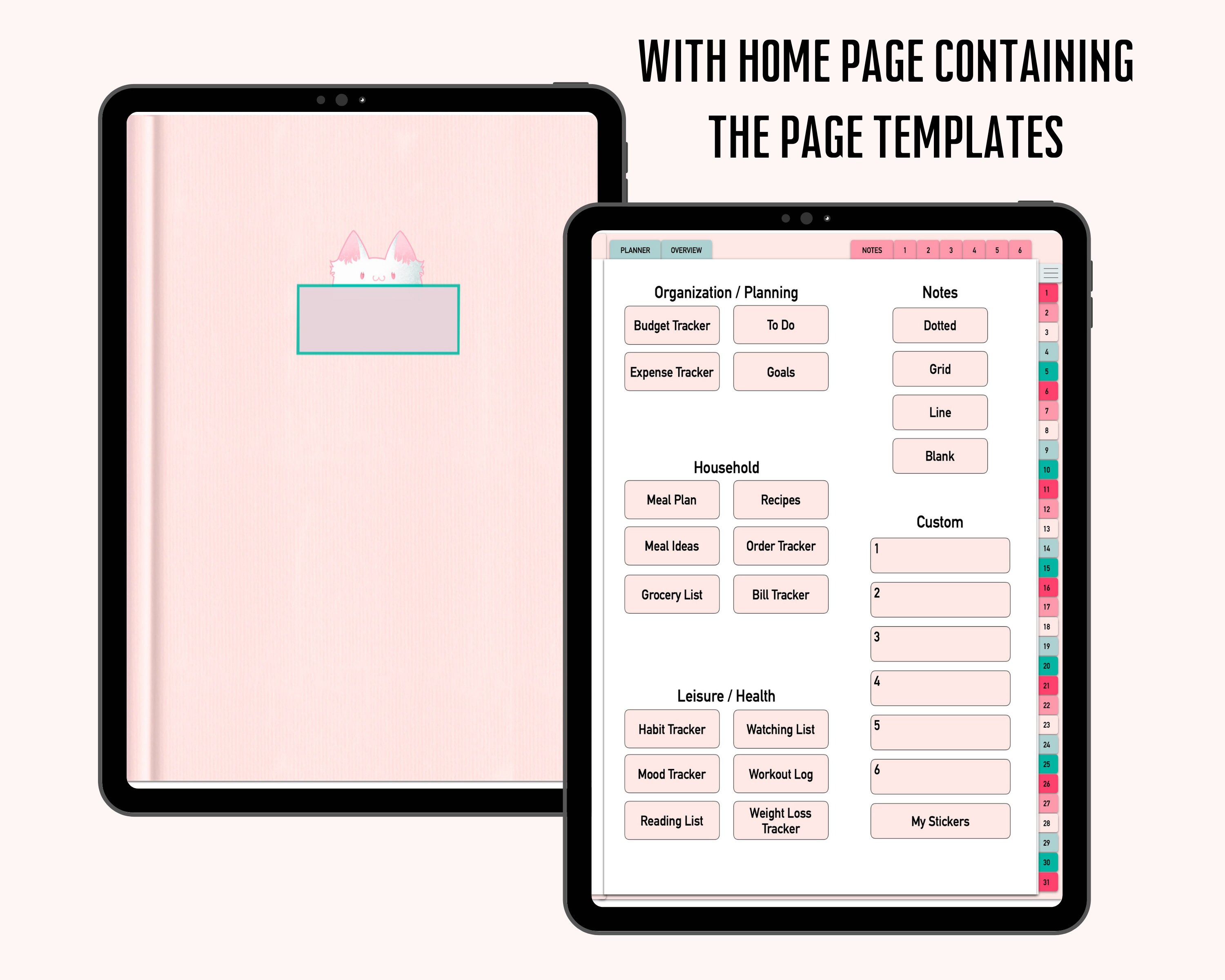 One Month Digital Planner Undated Goodnotes Planner Ipad - Etsy