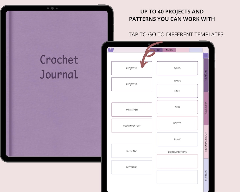 Crochet Pattern Journal, Digital Crochet Notebook, Crochet Project ...