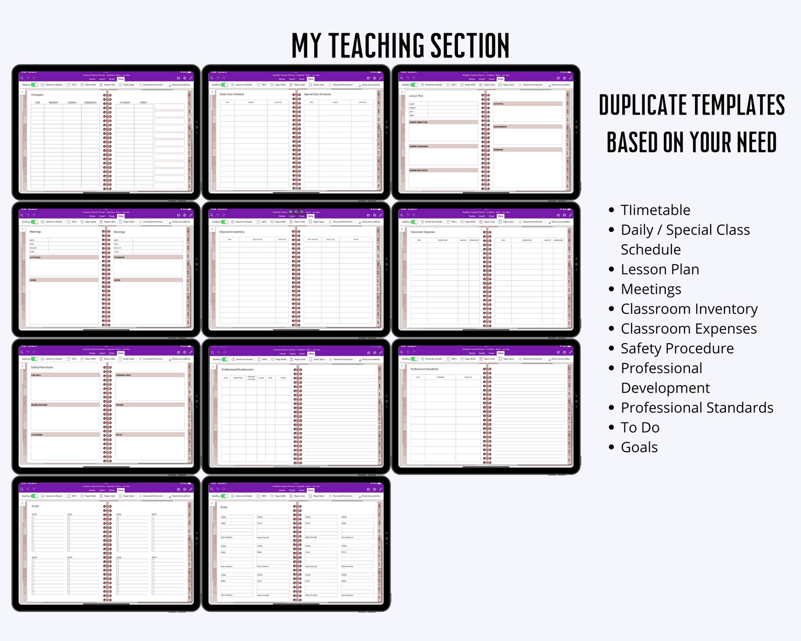 Onenote Teacher Planner Weekly Lesson Planner Undated - Etsy