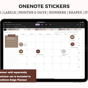 Onenote Digital Stickers, Onenote Planner Stickers, Onenote Beige ...