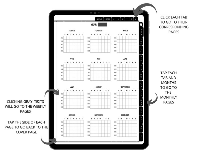 Undated Digital Planner Goodnotes Ipad Planner Notability - Etsy