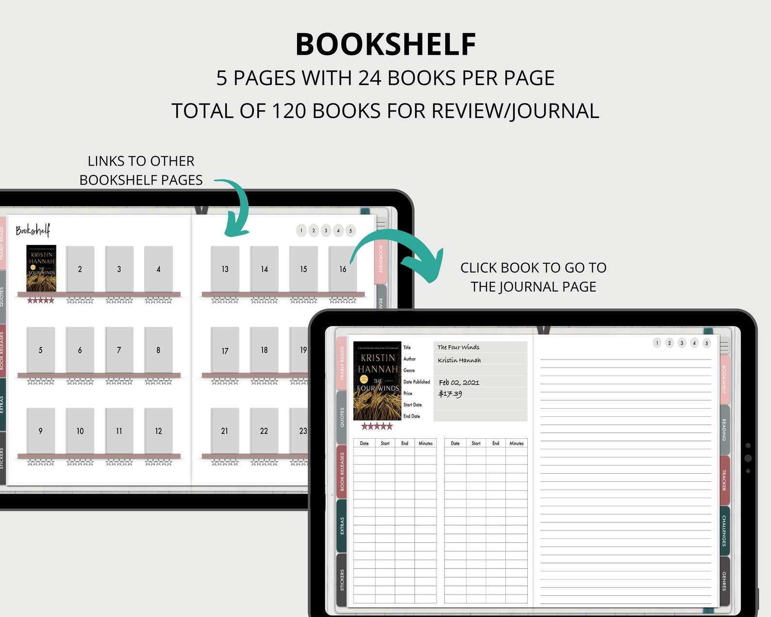Digital Reading Journal Digital Reading Planner Reading | Etsy