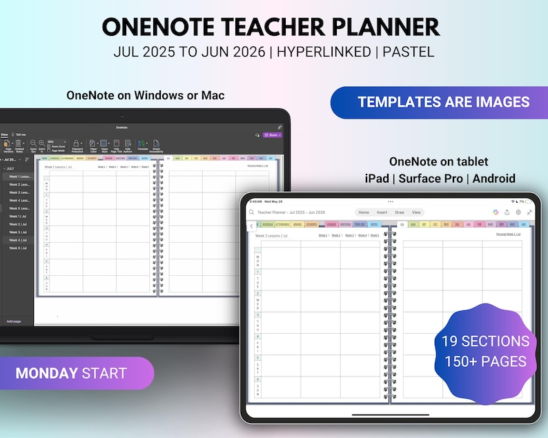 Onenote Teacher Planner Jul 2025 - Jun 2026, Weekly Lesson Planner ...