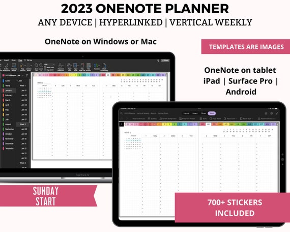 OneNote Planner 2023 OneNote Weekly Planner Dated OneNote - Etsy France