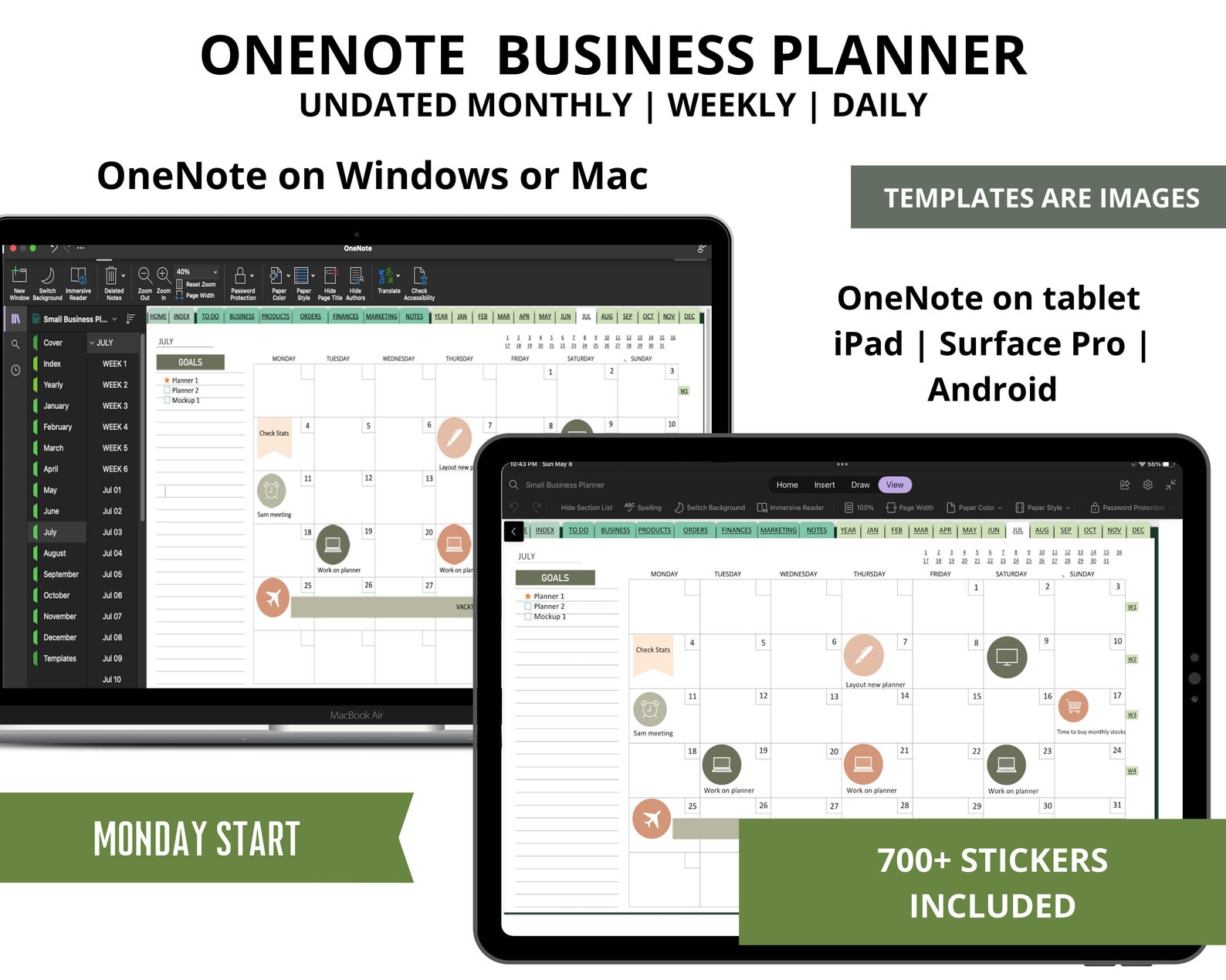 Onenote Business Planner, Onenote Business Template, Undated Onenote ...