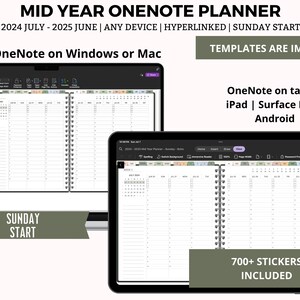 Onenote Digital Planner, Onenote Midyear Planner, Onenote Template July ...