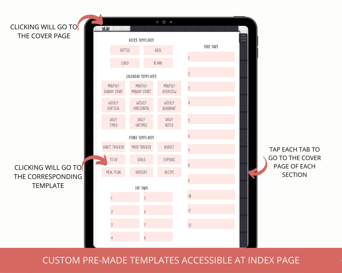 Digital Notebook With Tabs Digital Notebook Goodnotes - Etsy