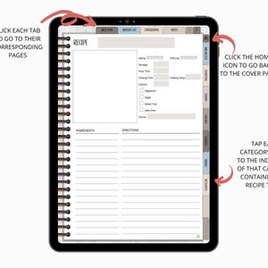 Digital Recipe Book Goodnotes, Digital Recipe Planner, Portrait Recipe ...