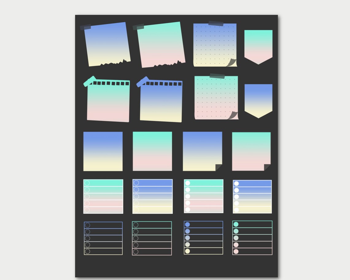 Digital Stickers Dark Mode Planners, Precropped Stickers for Goodnotes ...