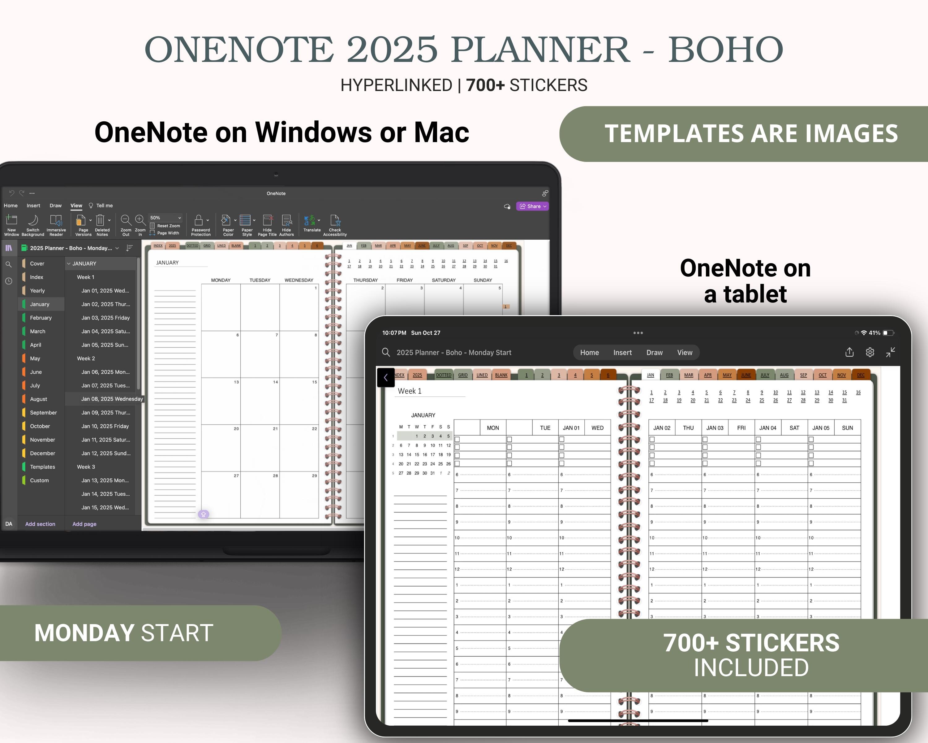 Onenote Digital Planner With Over 1200 Precut Stickers Etsy