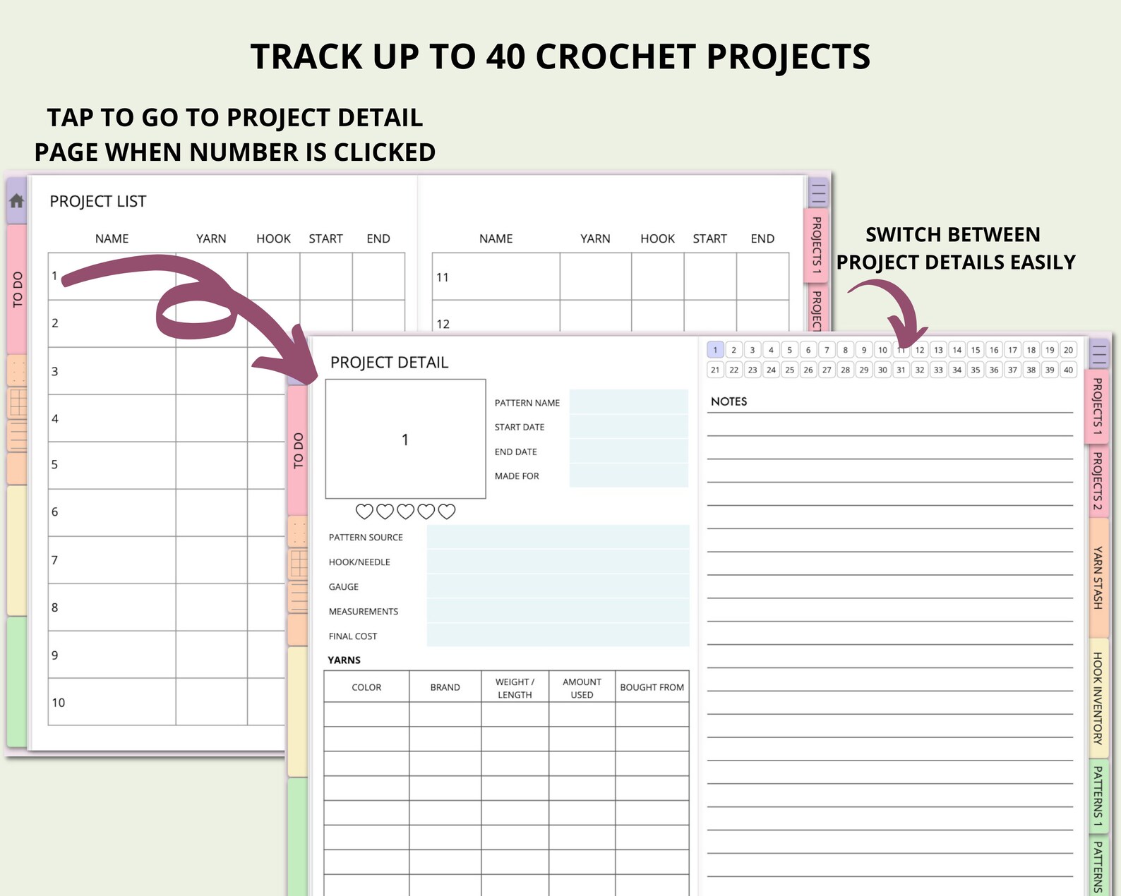 Crochet Planner Digital Crochet Journal Crochet Project | Etsy