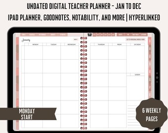 Undated Teacher Planner - Etsy