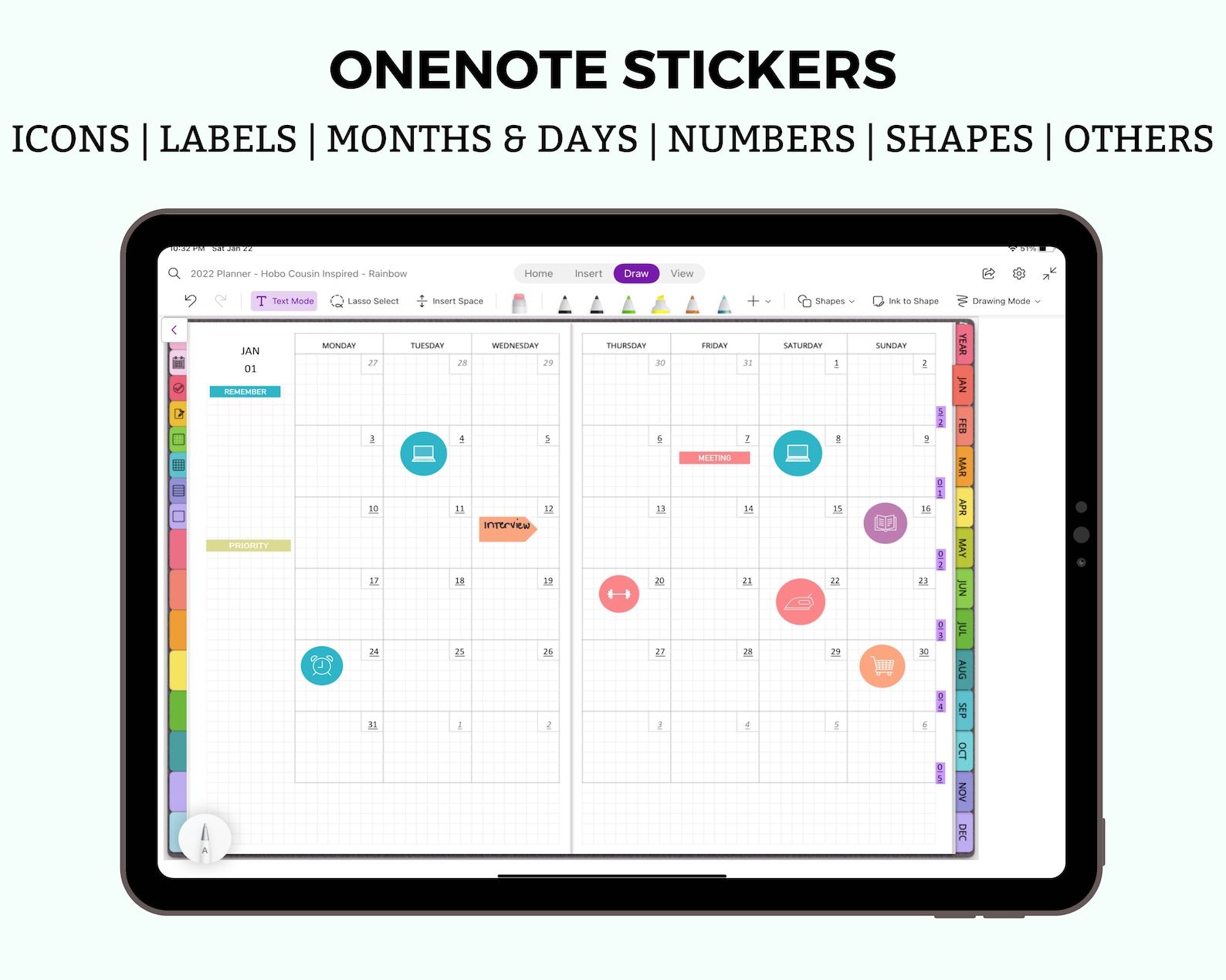 Onenote Digital Stickers Onenote Stickers Essential - Etsy