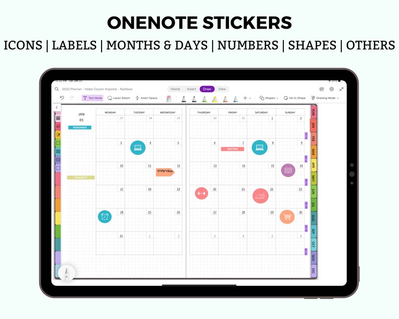 Onenote Digital Stickers Onenote Stickers Essential - Etsy