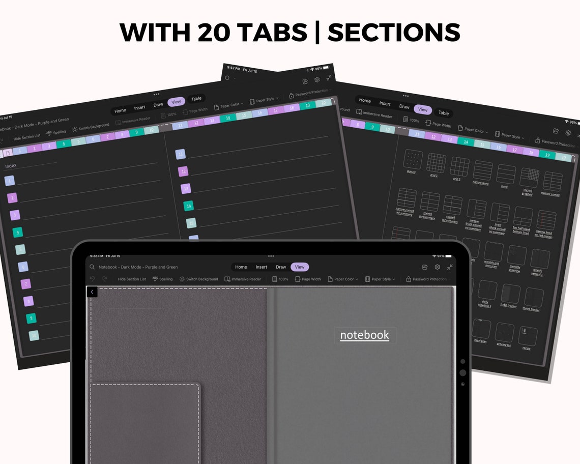 Onenote Notebook Dark Mode Onenote Notes Template Onenote - Etsy