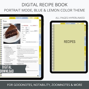 Digital Recipe Book Goodnotes, Digital Recipe Planner, Hyperlinked iPad ...