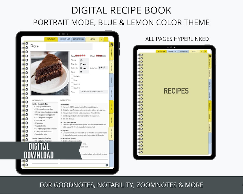 Digital Recipe Book Goodnotes Digital Recipe Planner - Etsy