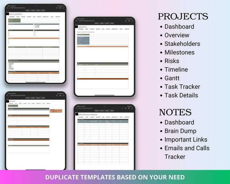 2026 Onenote Professional Work Planner, Digital Planner for Work ...