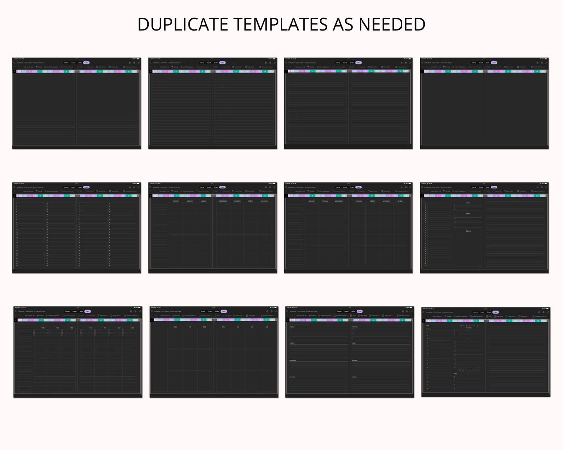 Onenote Notebook Dark Mode Onenote Notes Template Onenote - Etsy